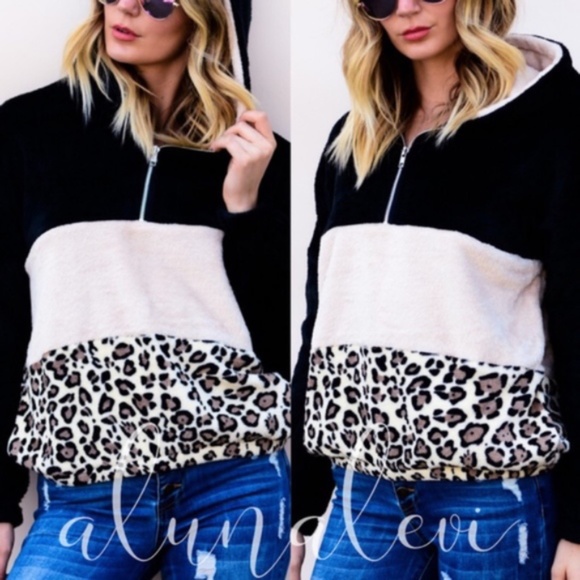 Tops | Annabel Leopard Print Fur Hoodie | Poshmark